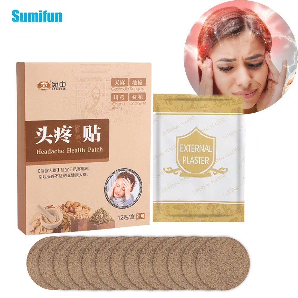 12 шт, пластырь от мигрени, облегчение головной боли, облегчение головокружения, тревога, массаж, здравоохранение, помощь во сне, расслабление, пластырь для головы