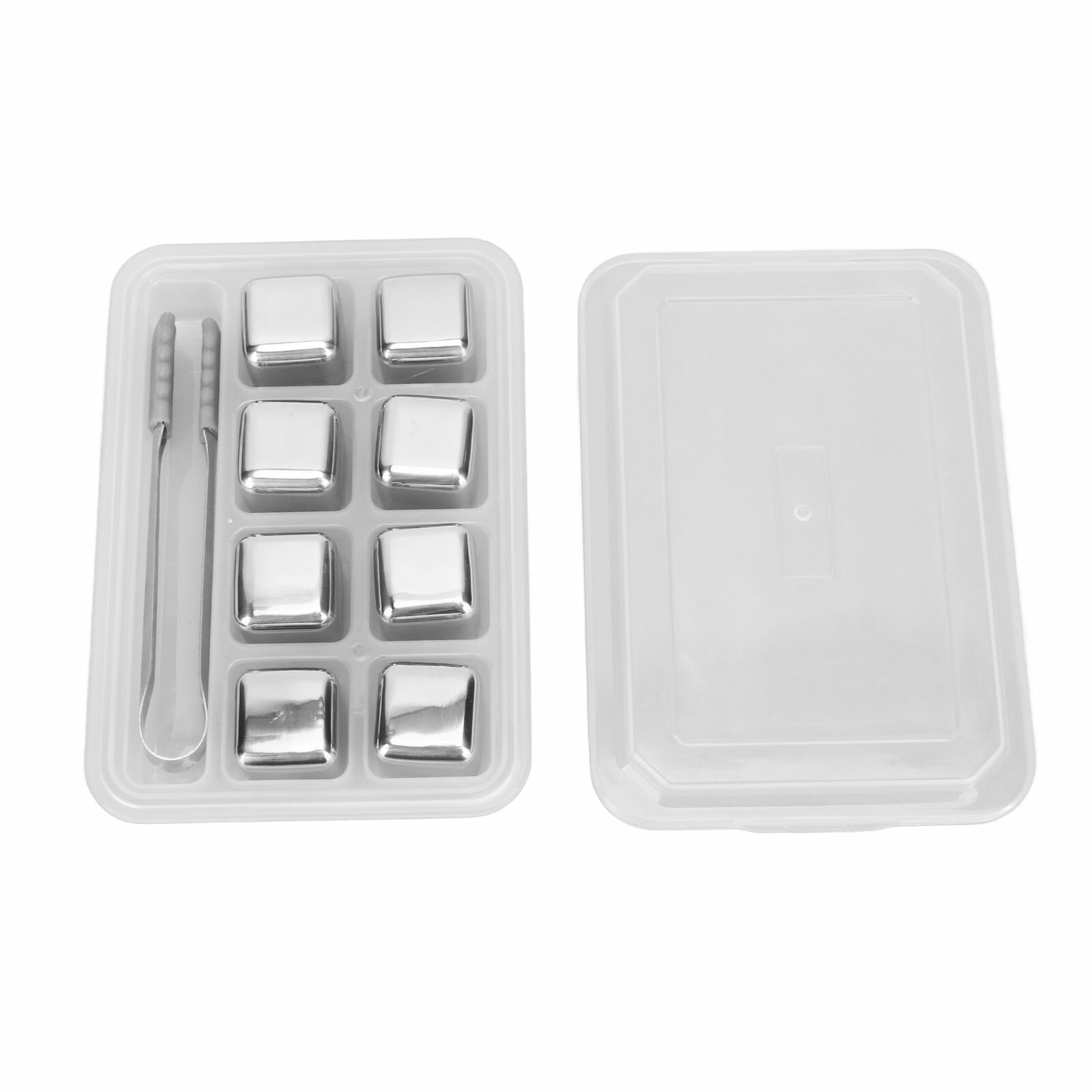 Набор кубиков льда из нержавеющей стали, 8 шт, зеркальный блеск с зажимной коробкой, многоразовый для напитков, виски