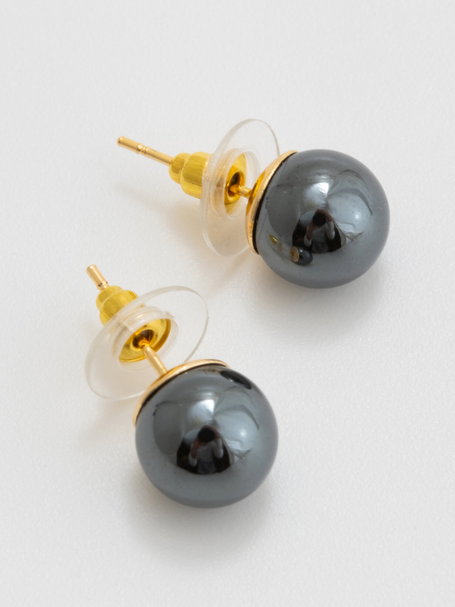 Серьги пусеты, гематит