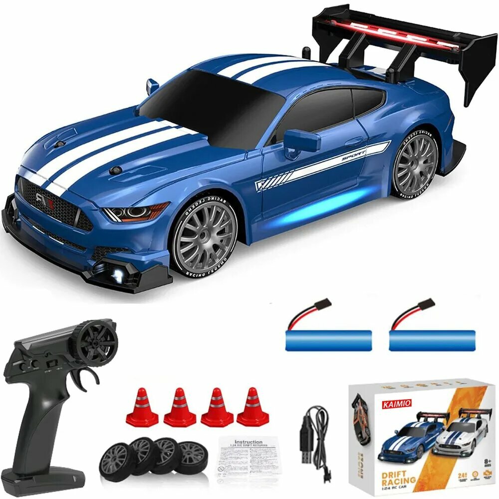 Дрифт-кар KAIMIO 8602, 1:24, 30 км/ч, 2 пульта, 4WD, 2 комплекта шин