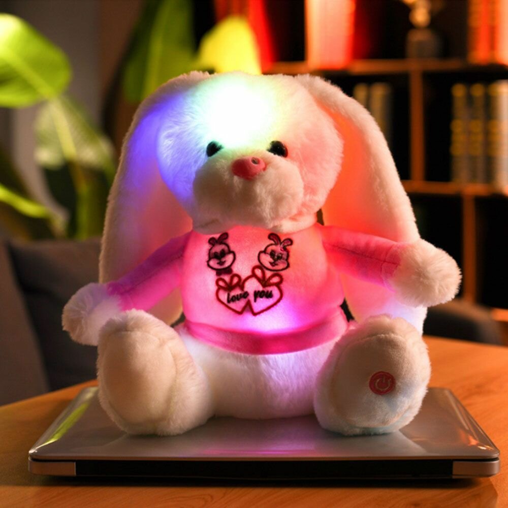 Плюшевая мягкая светящаяся игрушка зайчик ночник для детей