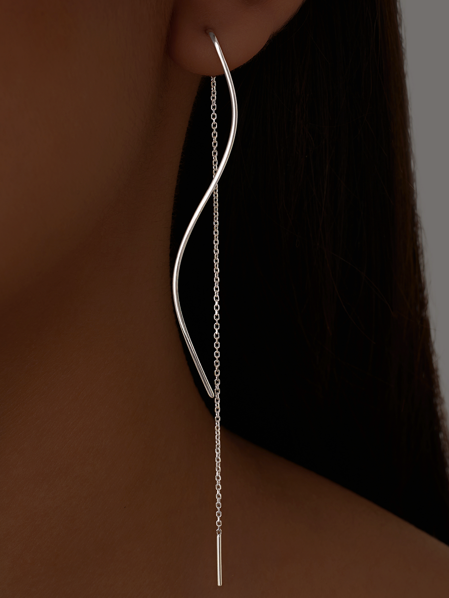 Серьги с подвесками, серебро, 925 проба, родирование