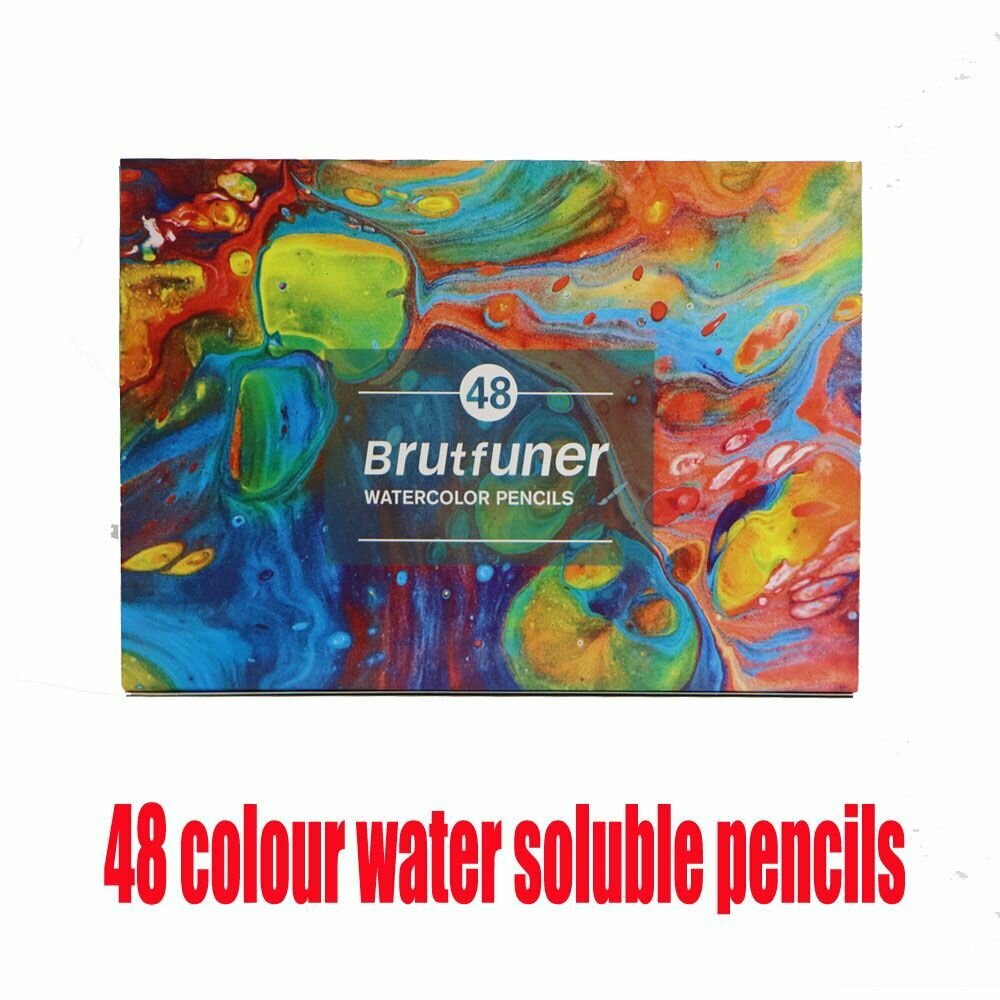 Карандаш масляный Brutfuner 48/72/120/160/180/260 цветной, канцтовары для студенческого художественного рисования, необработанное дерево, грифель водорастворимый