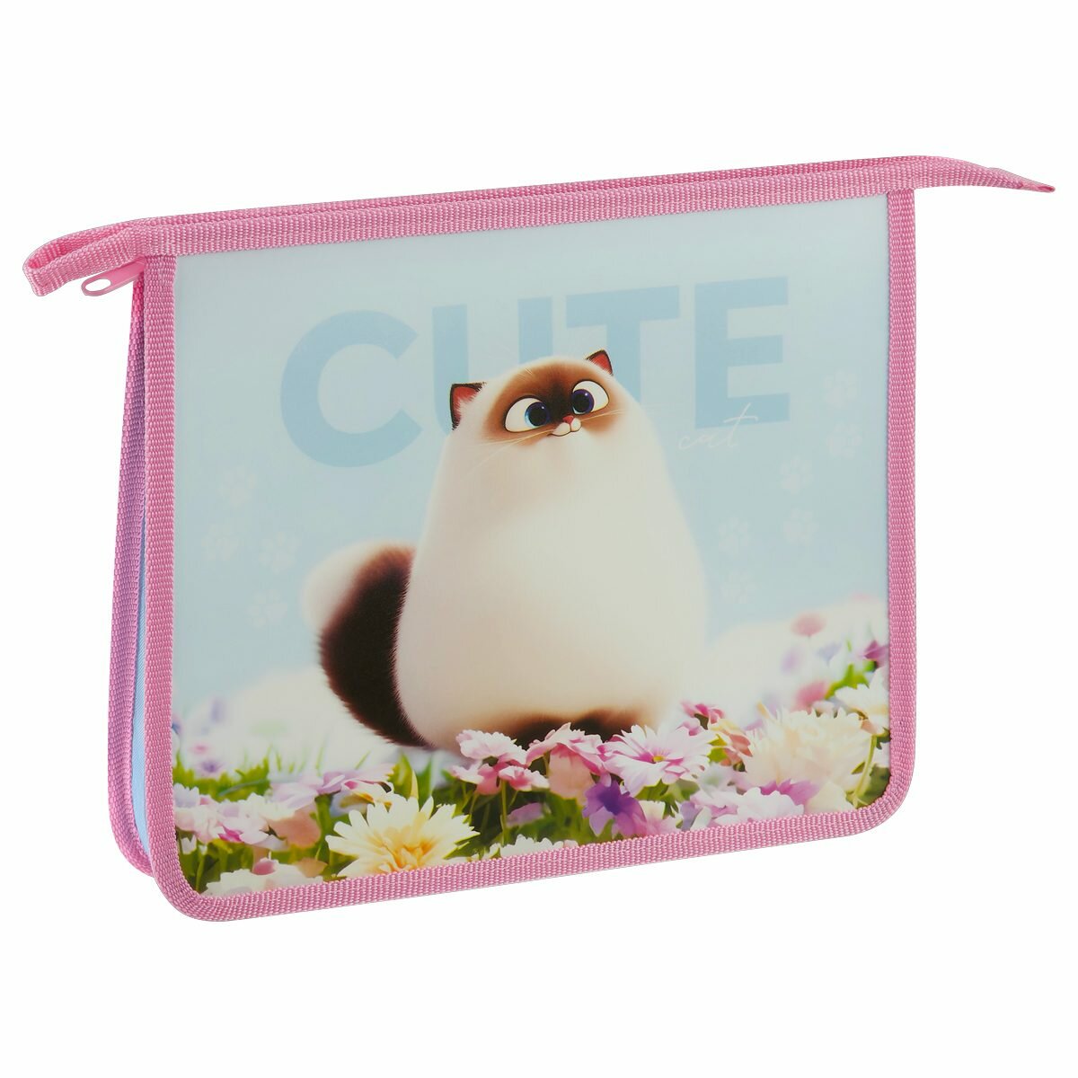 Папка для тетрадей 1 отделение, А5 ArtSpace "Cute cat", пластик, на молнии (ПТ-73О0005)