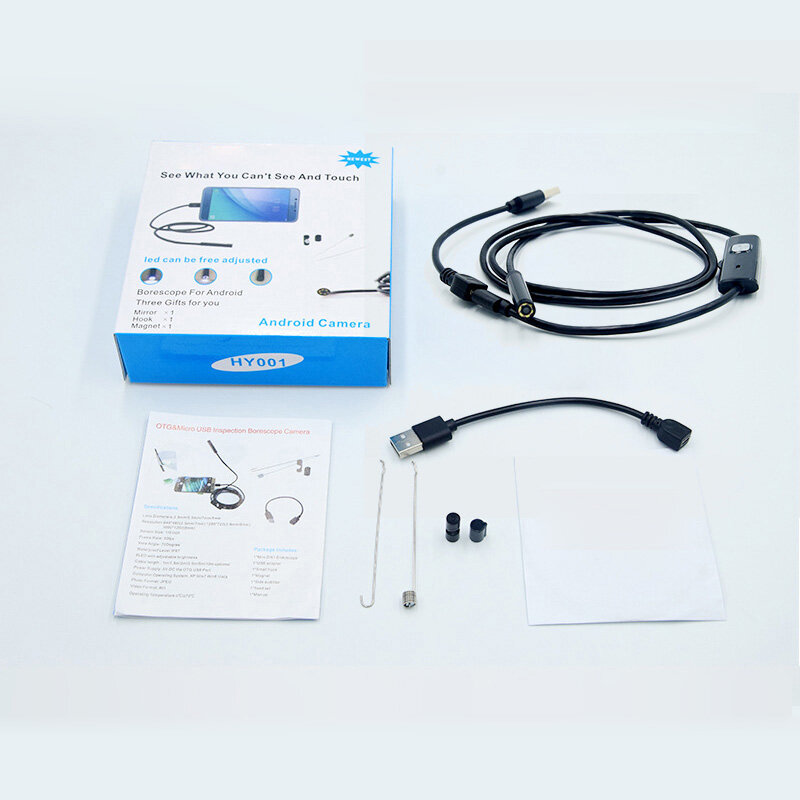 7-миллиметровый HD телефонный эндоскоп с гибким проводом, легкий многофункциональный водонепроницаемый USB-эндоскоп длиной 2 м / 6,56 фута