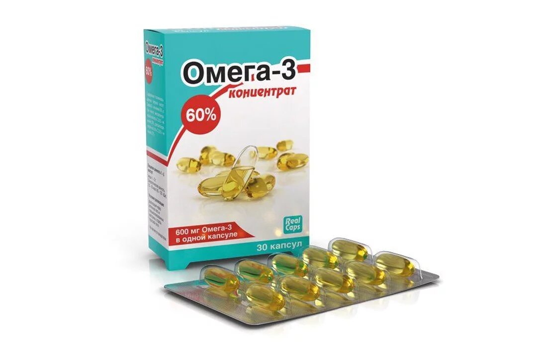 Омега-3 концентрат 60%, капсулы массой 1000 мг (содержание омега-3 600 мг), 30 шт.