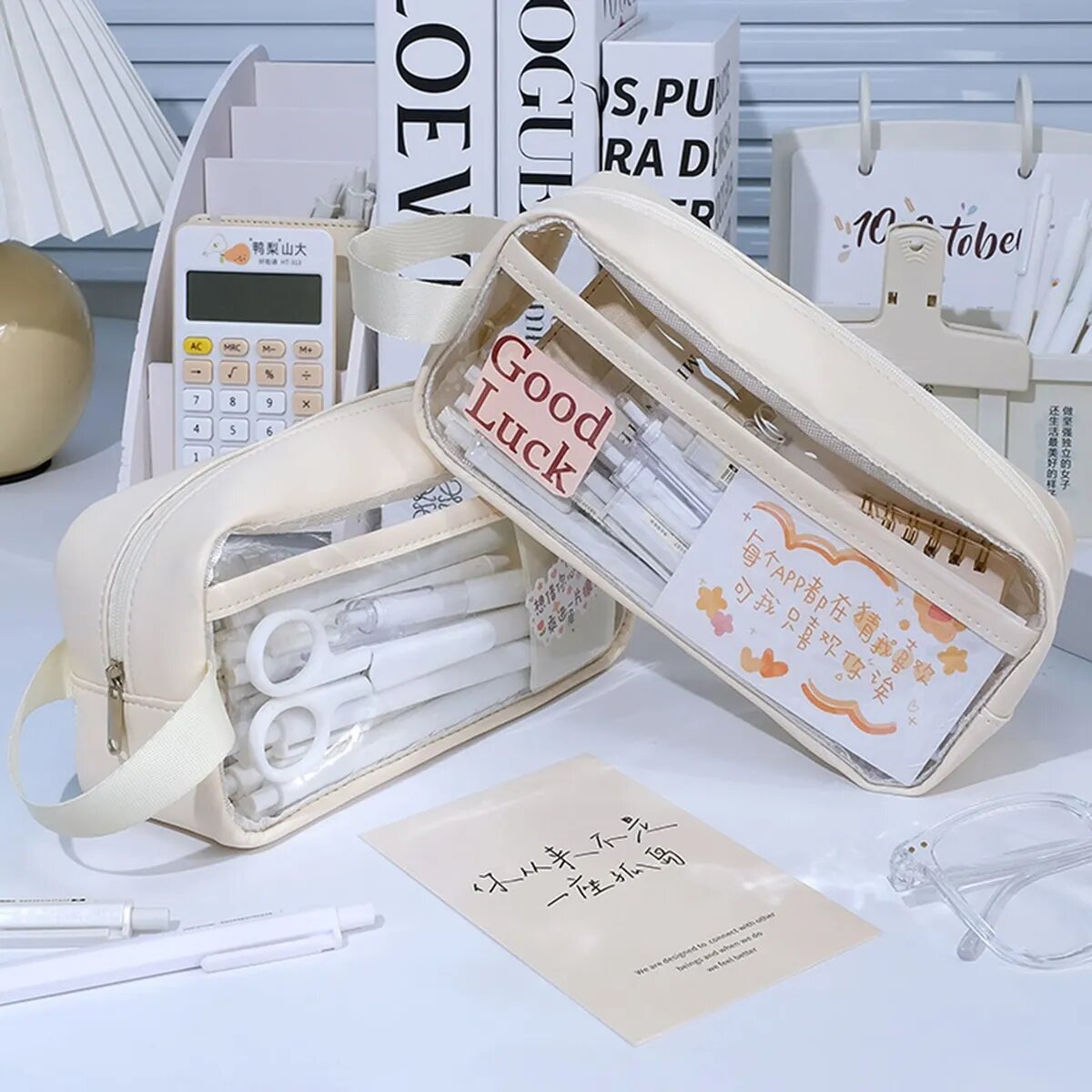 Прозрачный пенал большой емкости с видимым эффектом