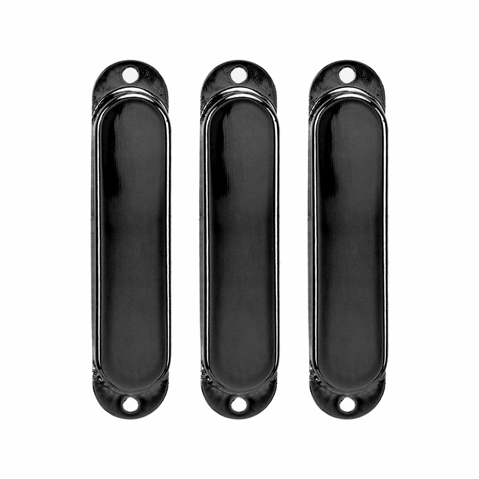 Комплект из 3 медных накладок на звукосниматель для электрогитары (однокатушечный), черный.