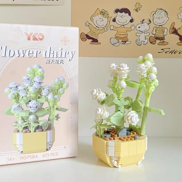 Цветочная модель, детские блоки, строительный блок для детей от 7 до 10 лет,3d конструктор для взрослых, микрокирпичи, сборка детской игрушки в подарок