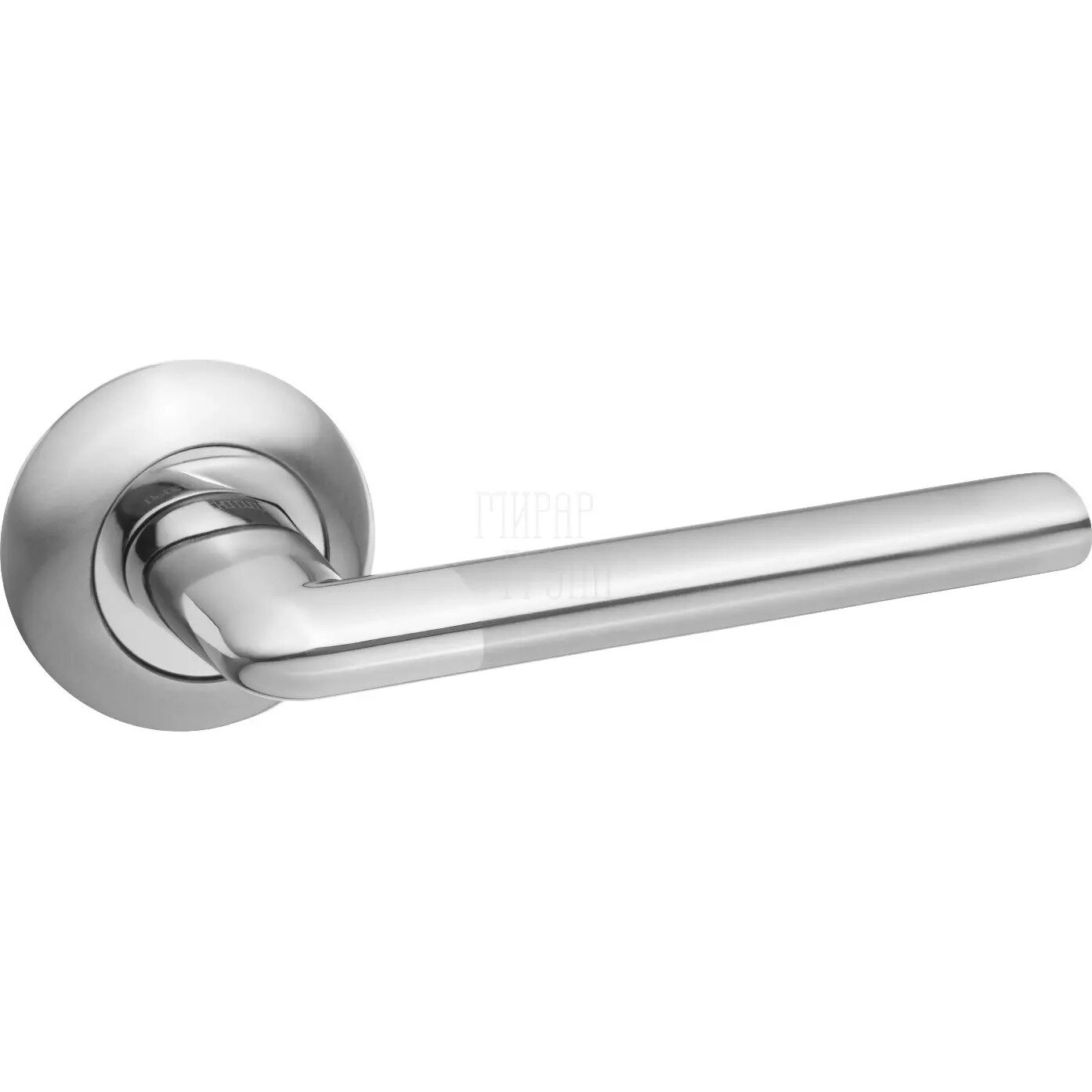 Дверные ручки Renz (Ренц) "Тренто" INDH 19-08 на круглой розетке матовый никель + никель