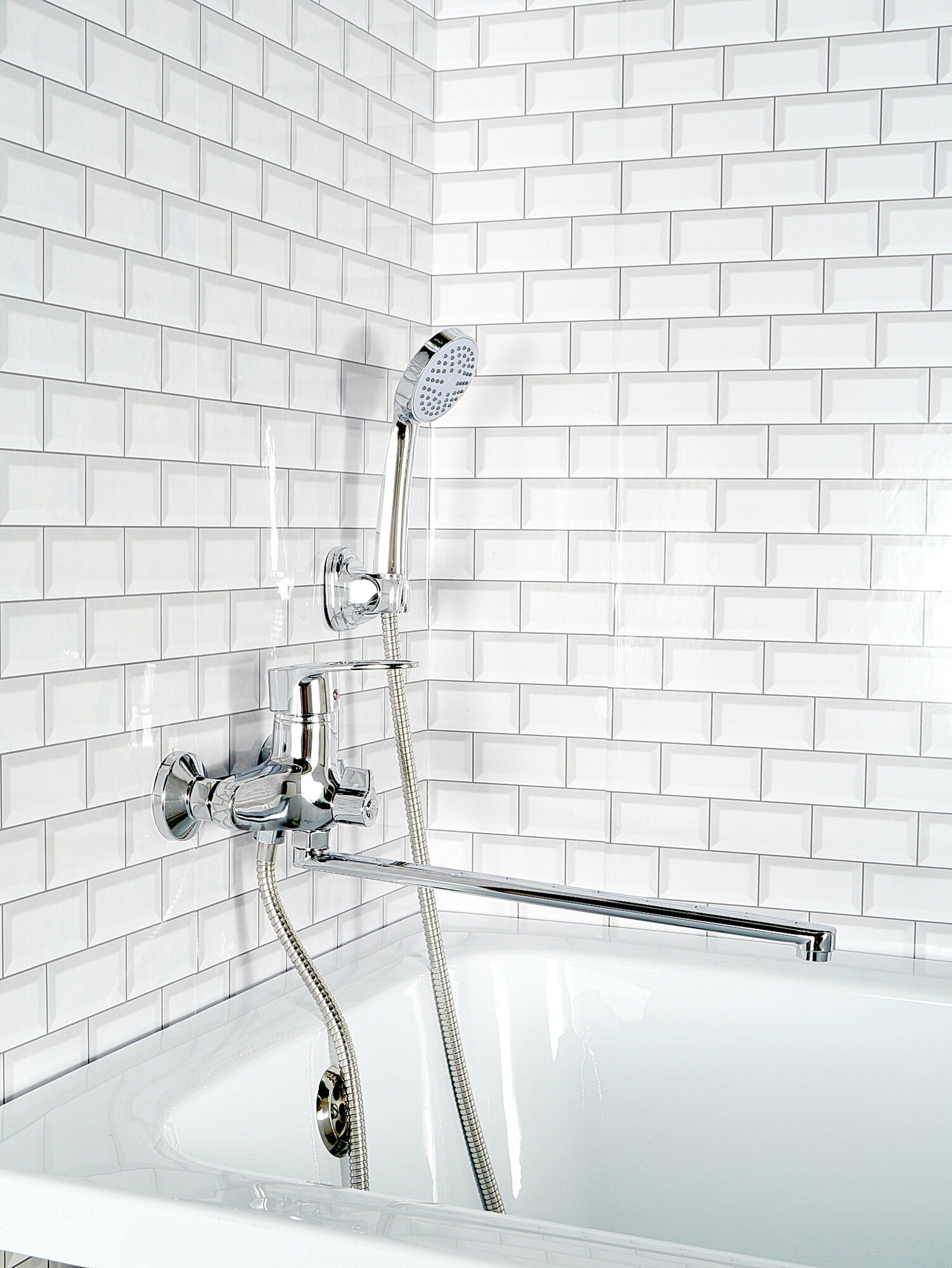 Смеситель Potato P2221, для ванны, рычажный, с переключателем душ/излив, хром