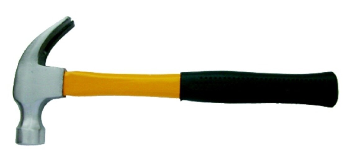 Молоток-гвоздодер 888 столярный, с фиберглассовой ручкой, металлический боек, серый, 340г / инструменты для ремонта и строительства