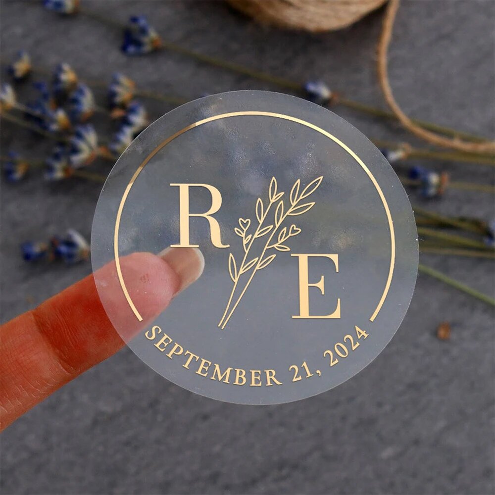 Наклейки на свадьбу R&E, 21.09.2024, 3 см, Design 3