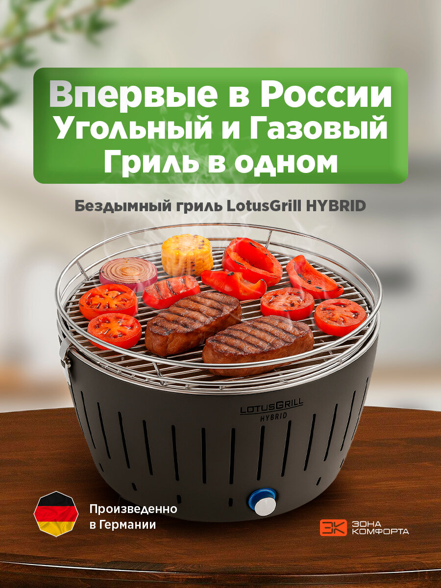 Гриль Lotus Grill Classic Hybrid 34 см серый антрацит