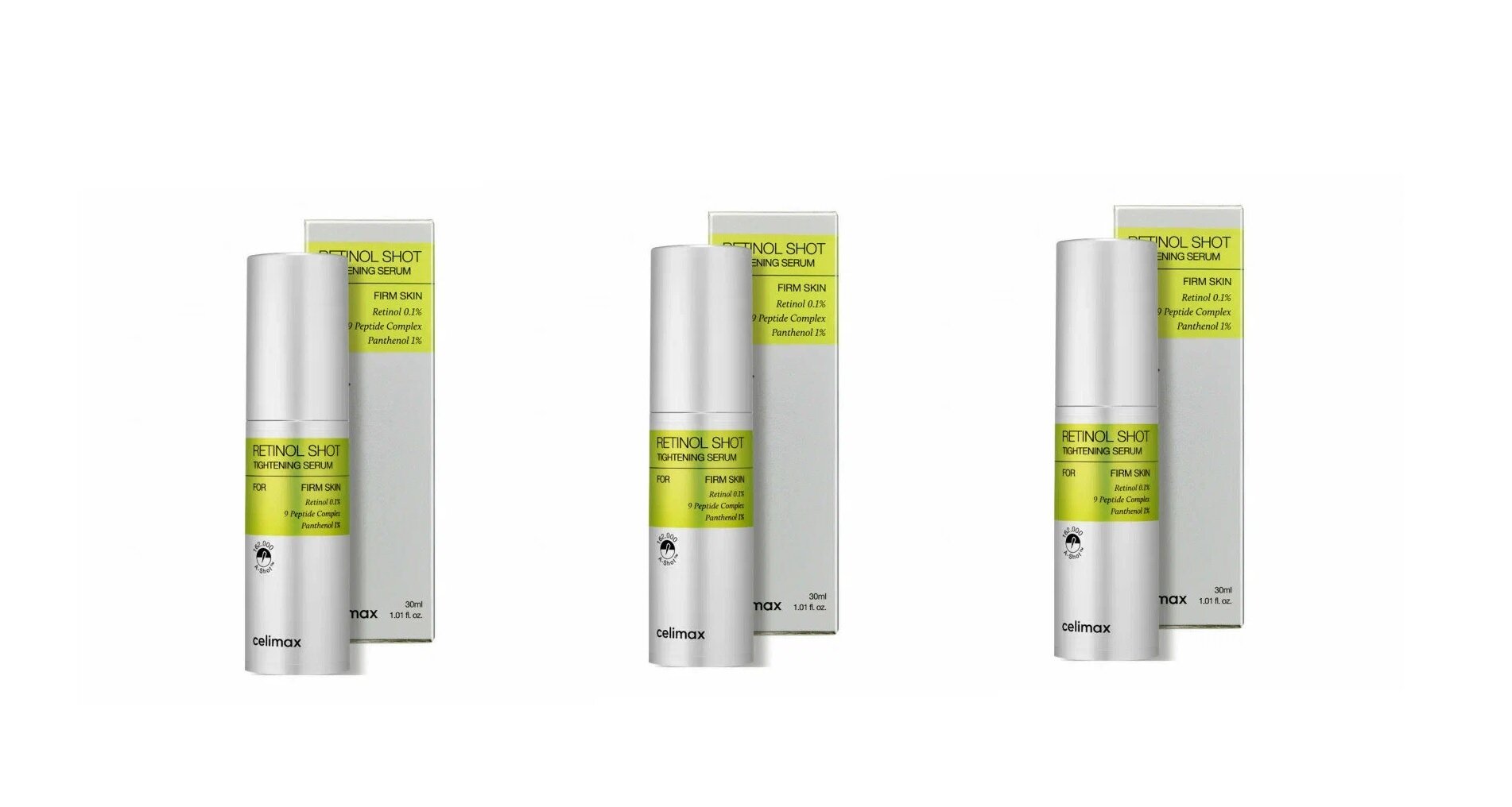 Сыворотка Celimax для лица THE VITA-A RETINOL SHOT TIGHTENING SERUM, подтягивающая с ретинолом, 30 мл, 3 шт