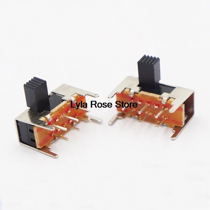 10 шт, 6 контактов, двухпозиционный DPDT 2P2T, мини-ползунковый переключатель, боковая ручка SK22H02