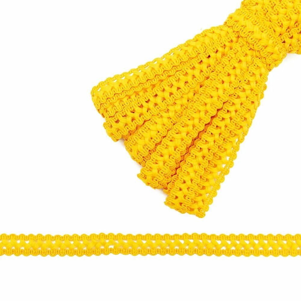 Тесьма вязаная отделочная 17мм*10 м цв. желтый С818