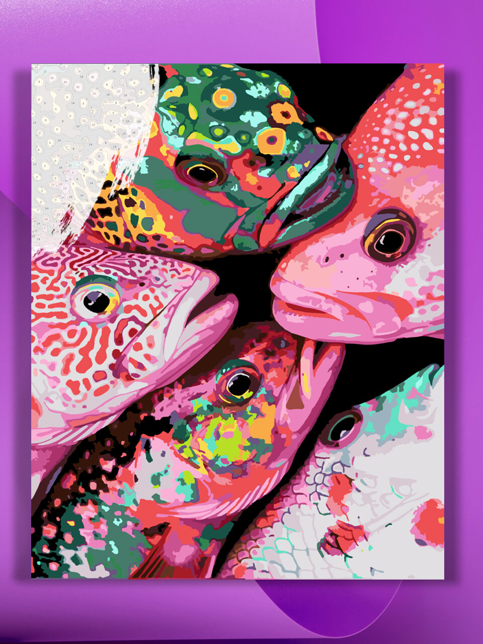 Картина по номерам на холсте Стая цветных Груперов, 30 х 40 см