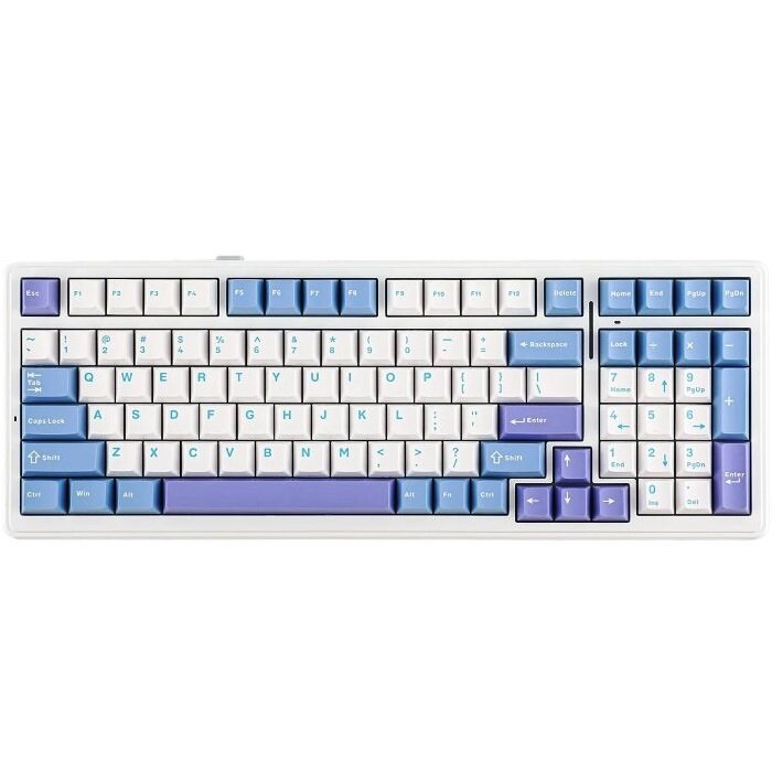 Беспроводная клавиатура AULA F99 White-Blue-Purle- Green Switches 99кл. игровая механическая: проводное Bluetooth 2.4Г -