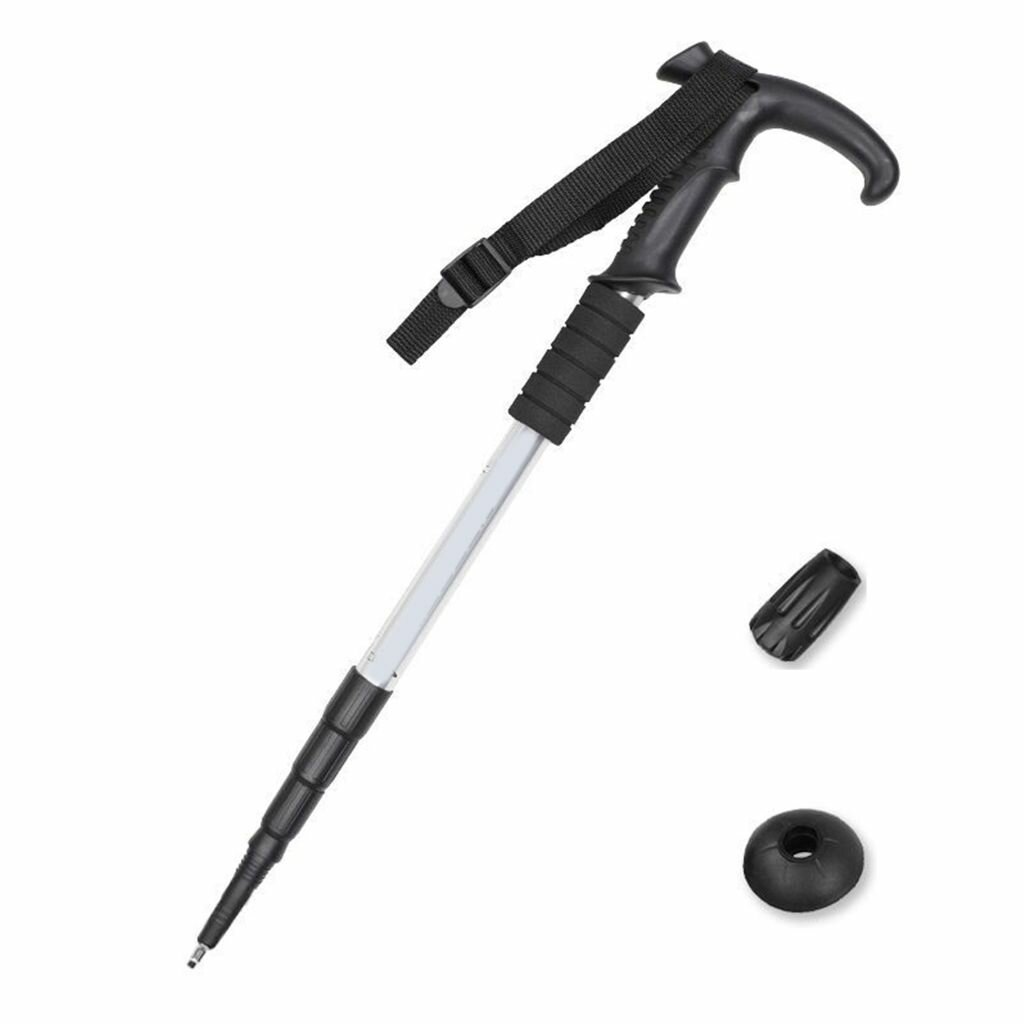 Трекинговые палки из алюминиевого сплава 4-х секционные с изогнутой ручкой