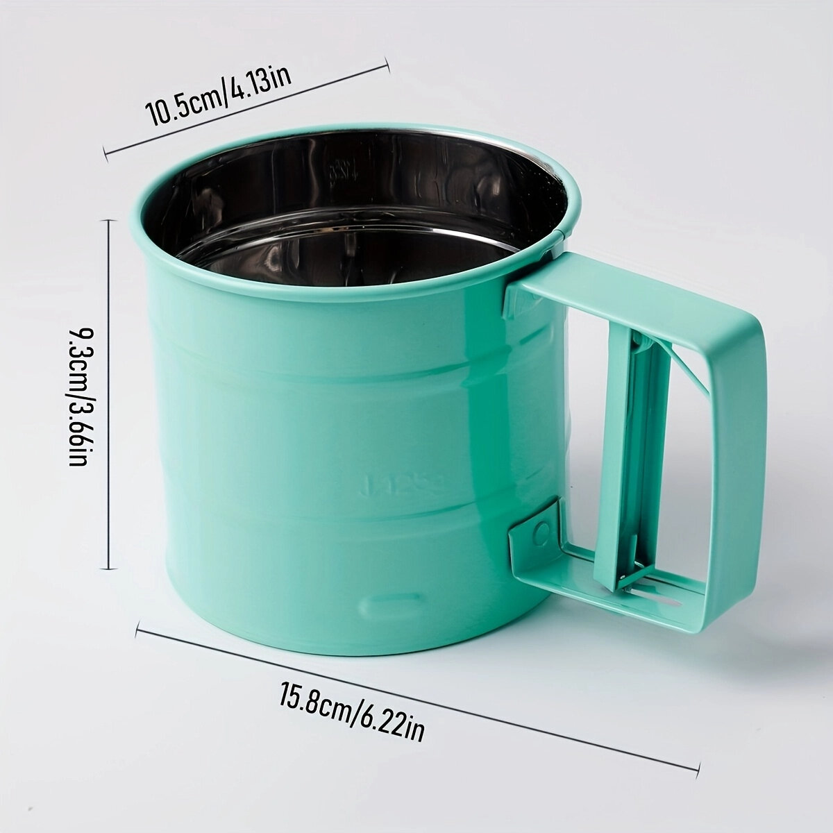 Зеленый, порошковый стакан, фильтр для муки, ручной, материал из нержавеющей стали