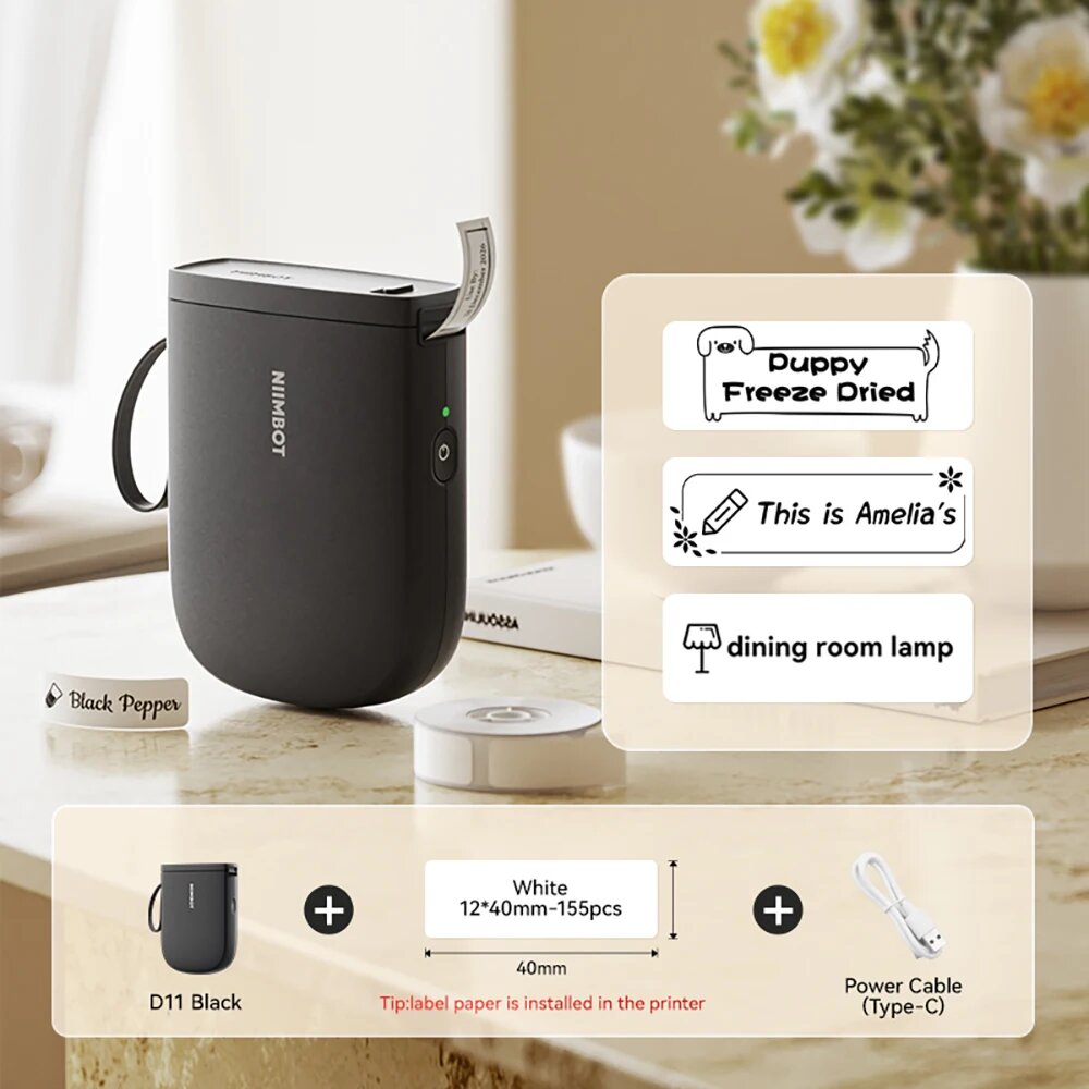 Niimbot D11 карманный принтер этикеток Black D11