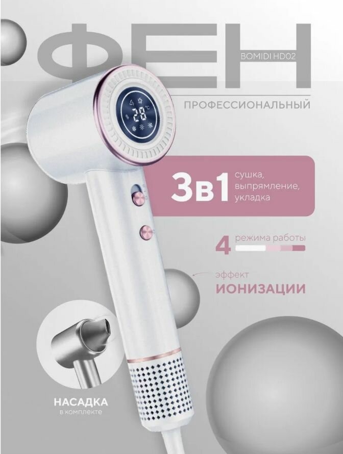 Профессиональный фен с ионизацией для волос HD02