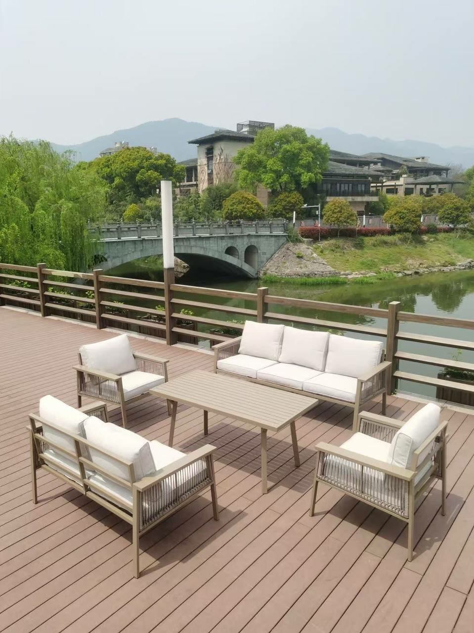 Садовая мебель, комплект мягкой мебели, набор для дачи, дома, отдыха, диван, кресло, обеденный стол, каркас из металла