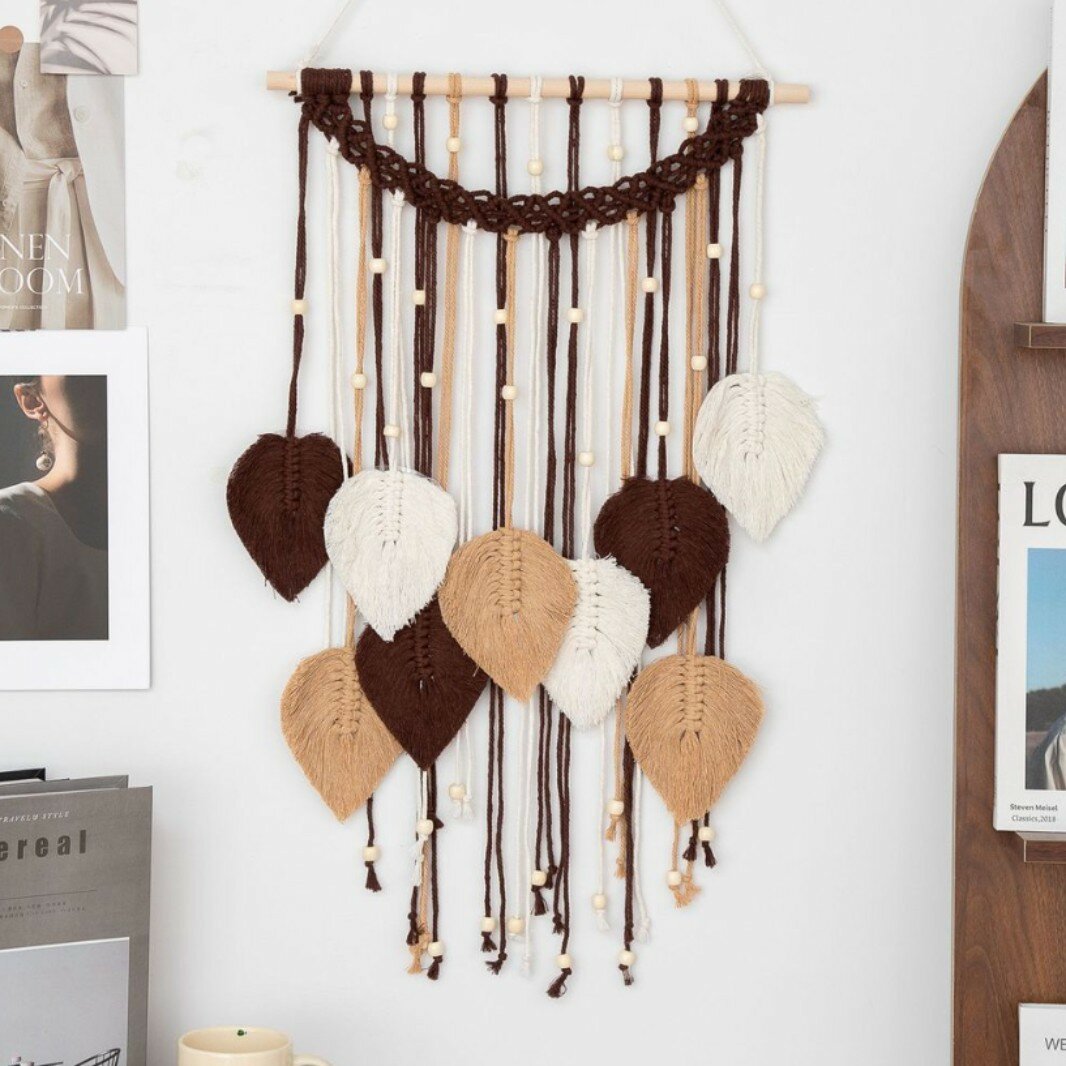 2026 Новейшая ручная тканая листовая гобелен в богемном стиле для домашнего проживания, декорации стен в спальне, колокольчик ветра, ловец снов, плетение из ротанга