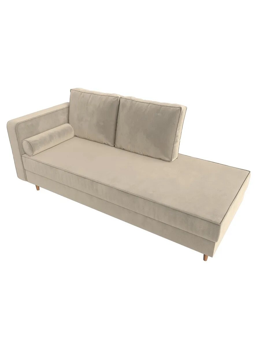 Кушетка интерьерная Елисей, на ножках, с ящиком для белья, левая, Микровельвет