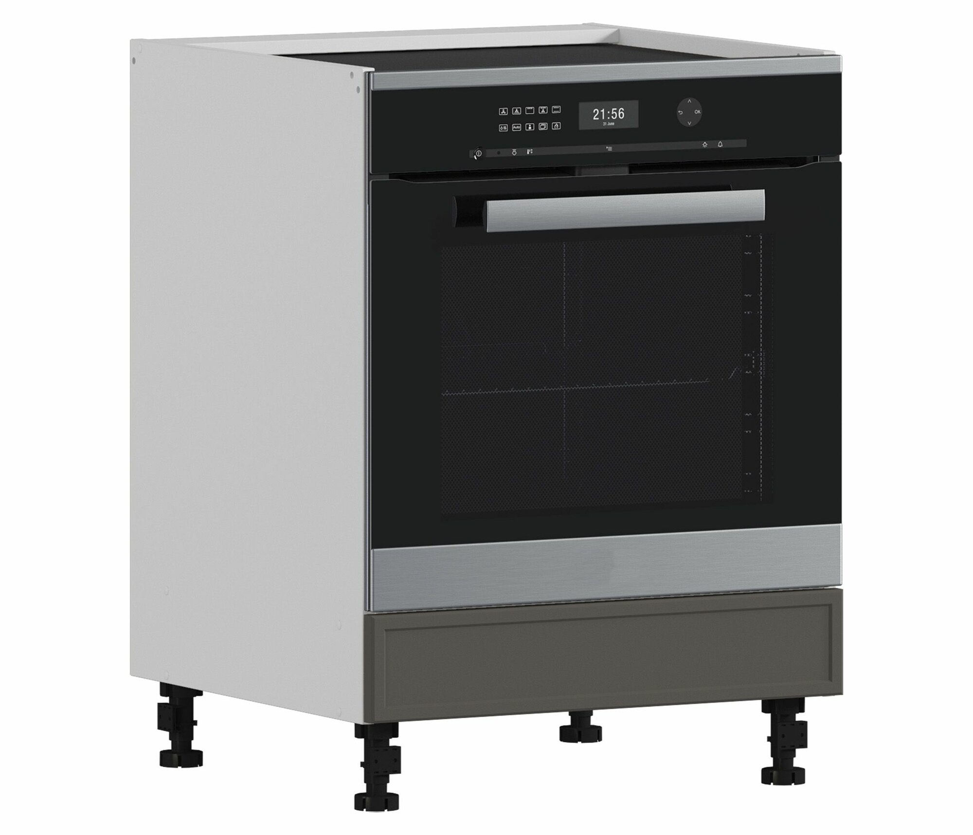 Тумба под встраиваемую технику "Регина" РСД-1-60, напольная, РСД-1-60 Белый/МДФ Квадро Базальт, 60х82х56 см