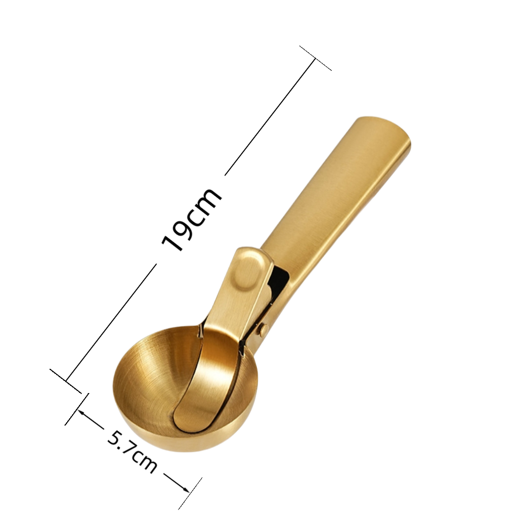 Диаметр ложки 5.7cм，Золотая столовая ложка для мороженого из нержавеющей стали, ложка для шариков арбуза