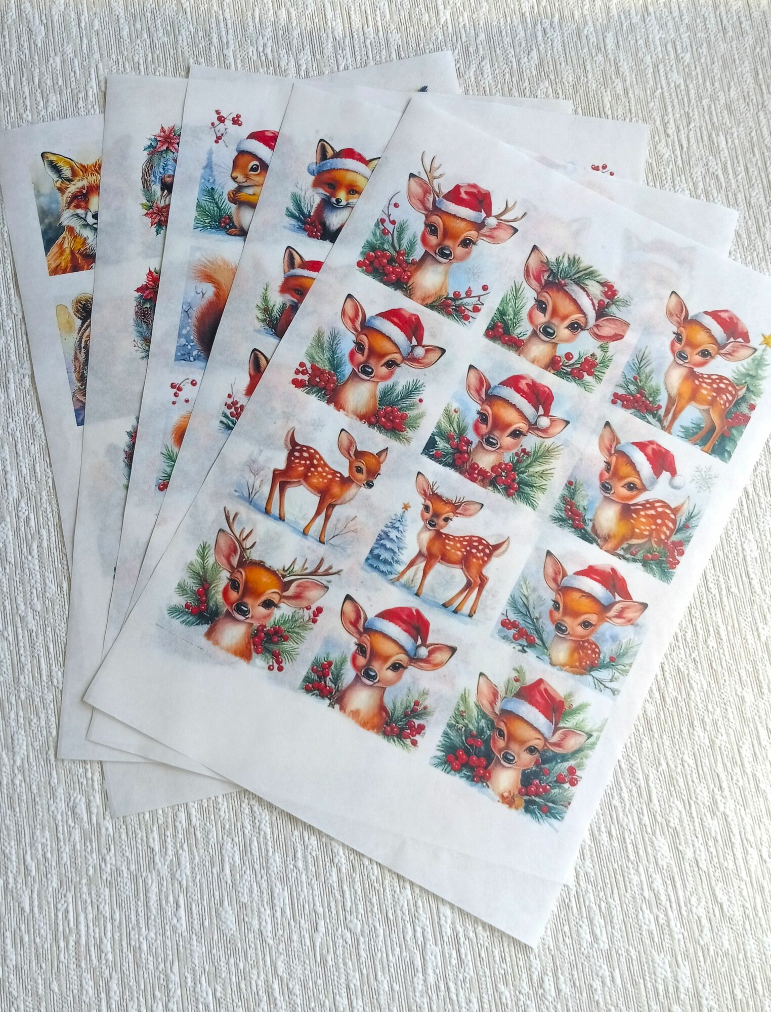 Набор бумаги для декупажа 5 листов А4, 40 гр/2м.