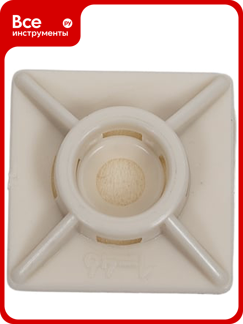 Площадка под хомут 19x19 мм, полипропилен, белая, самоклеящаяся, 40 шт, пакет Zitar 106193