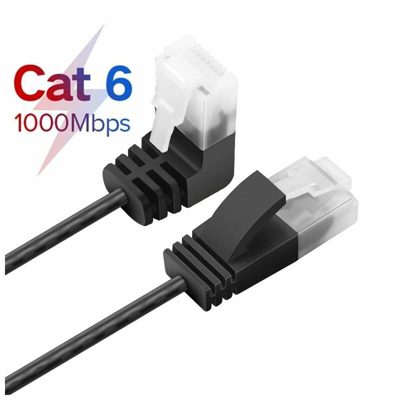 Кабель Ethernet Cat6 RJ45, угловой сетевой кабель UTP, патч-корд 90 градусов, кабели LAN Cat6a для ноутбука, маршрутизатора, ТВ-приставки RJ45