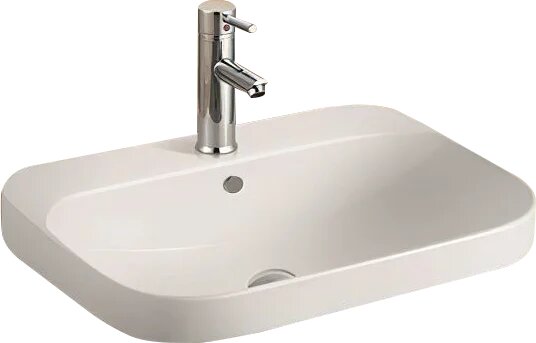 Раковина встраиваемая сверху Art&Max AM-7976 60 полувстраиваемая, 60 см, фаянсовая, раковина для ванной, белая, прямоугольная, со сливом-переливом