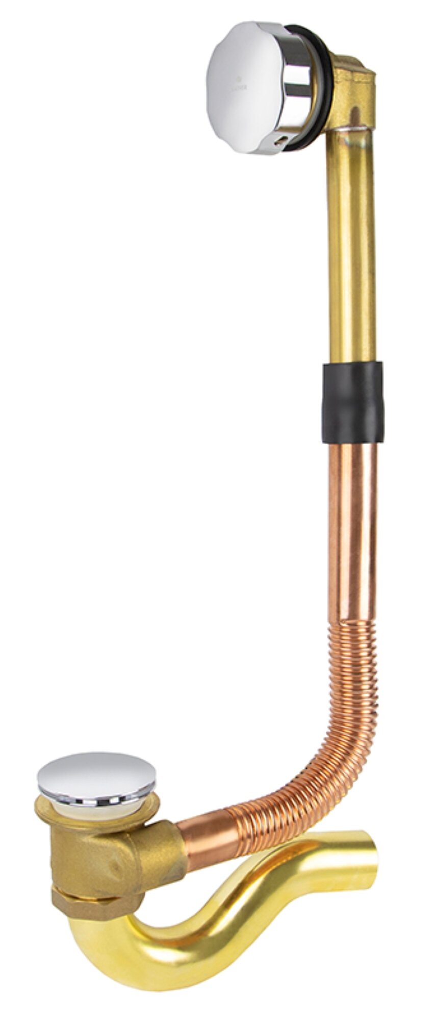 Слив-перелив для ванны KAISER 8004 с автоматическим донным клапаном (Хром)