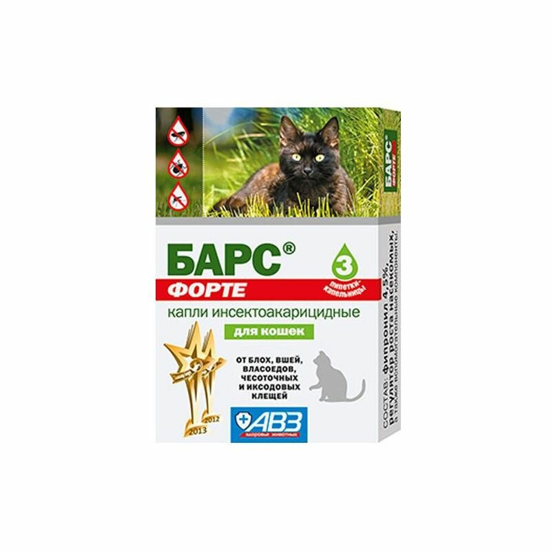 Барс форте капли для кошек инсектоакарицидные, 3 пип