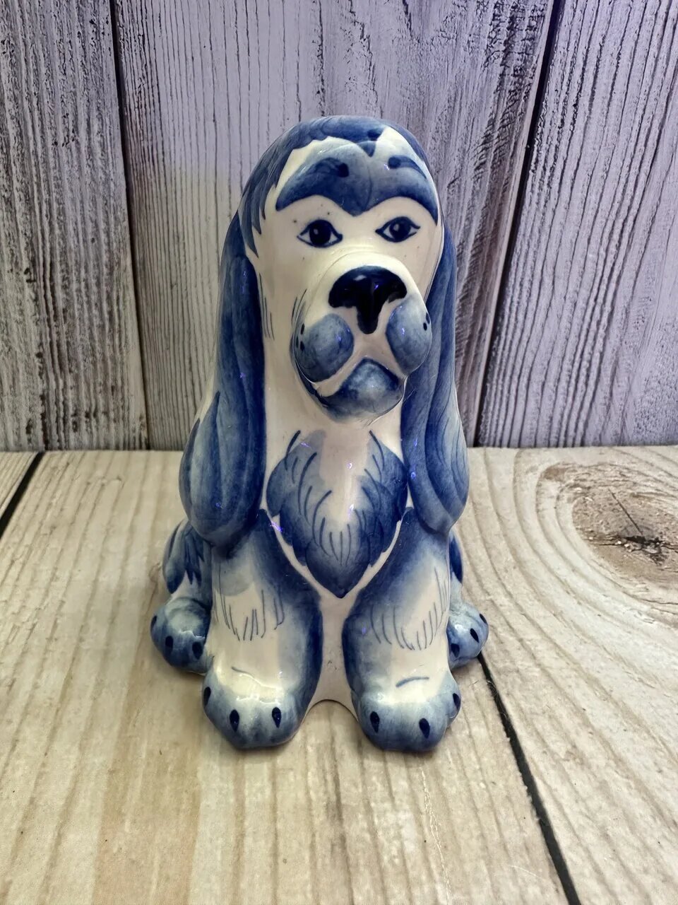 Статуэтка Собачка Гжель Фарфор винтаж