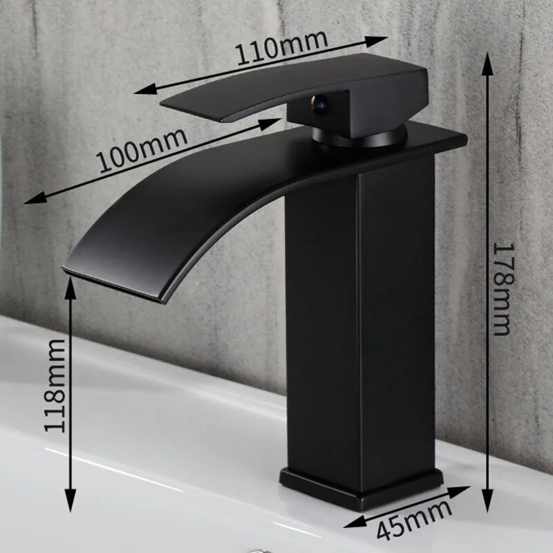 Смеситель для раковины Black Waterfall, цвет: Short without tube
