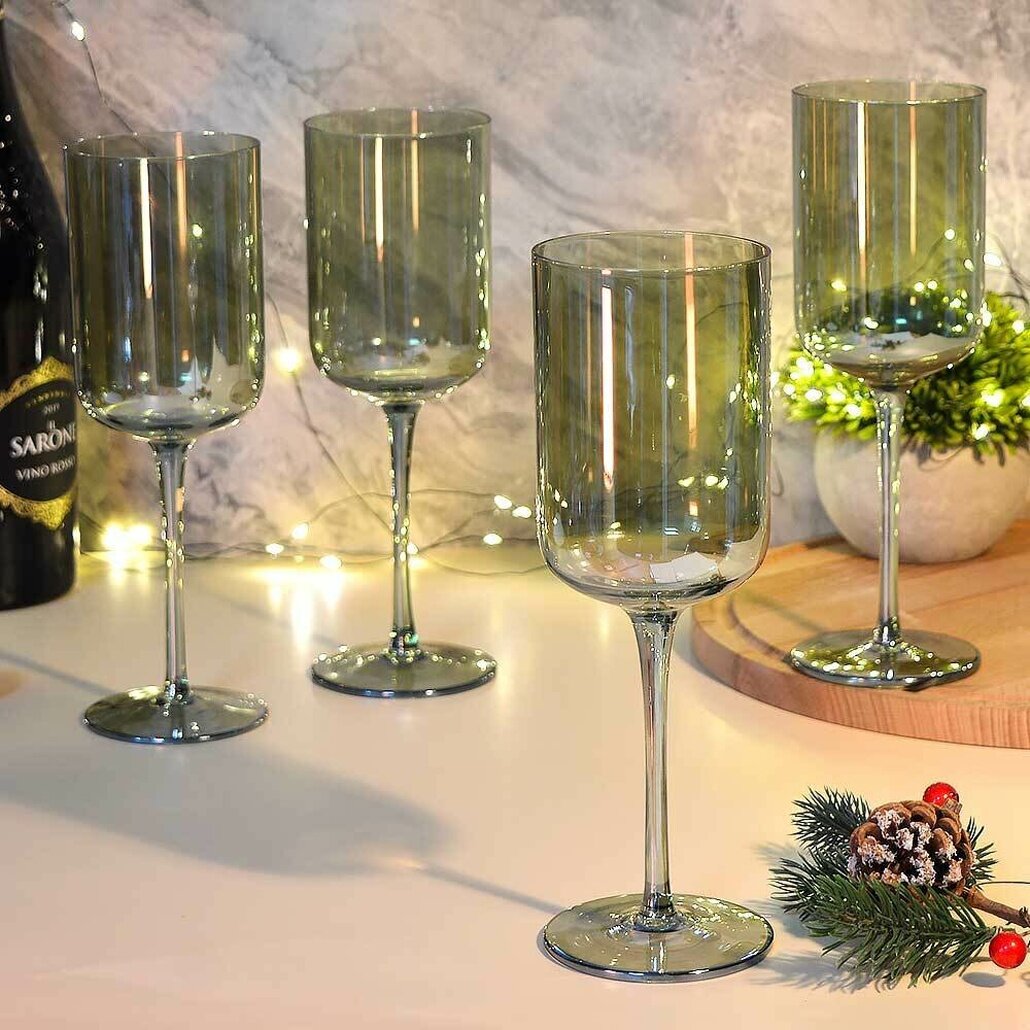 Бокалы для вина 4шт 350мл «Green» стекло, прозрачные, элегантные, подарочная упаковка