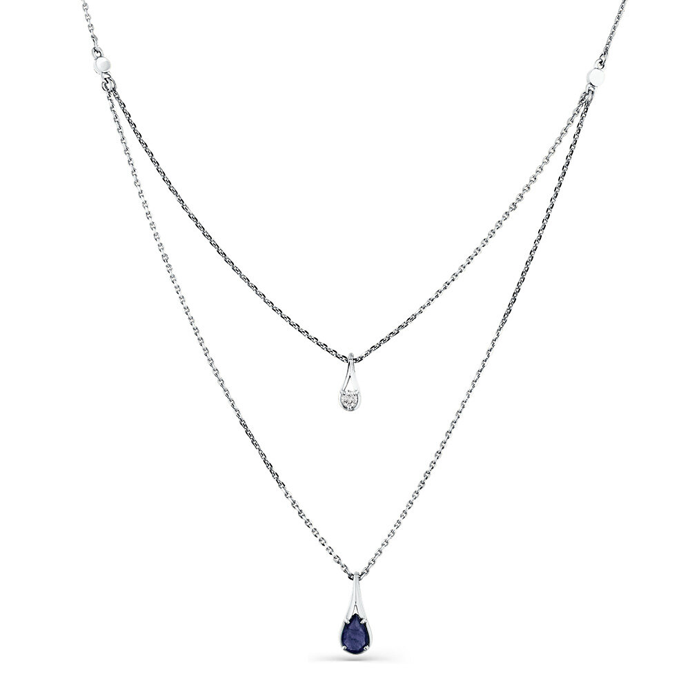 Колье, белое золото, 585 проба, сапфир, бриллиант