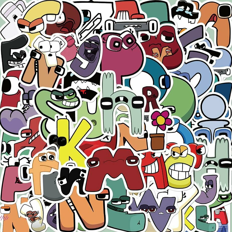 Набор 52 стикера Alphabet Lore, детские развивающие наклейки с алфавитом для скрапбукинга, ноутбука, кружки, виниловые граффити