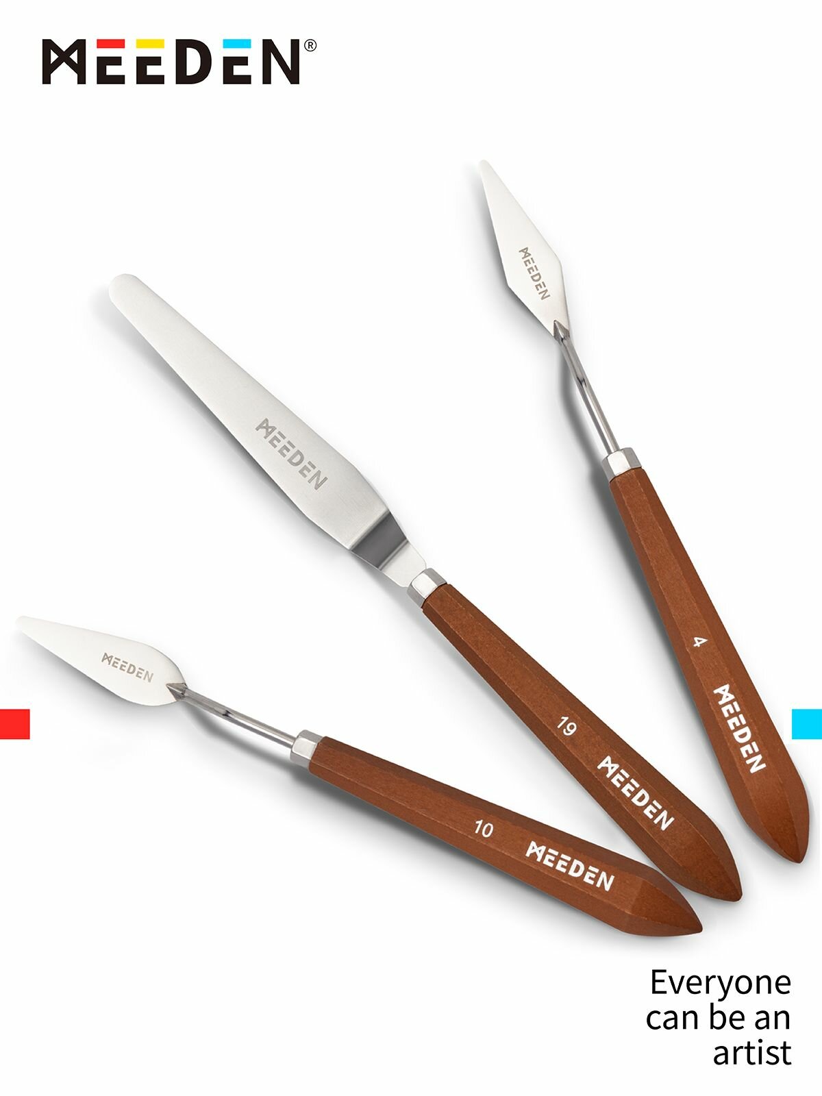 Набор мастихинов MEEDEN, нержавеющая сталь, деревянная ручка, 3 шт