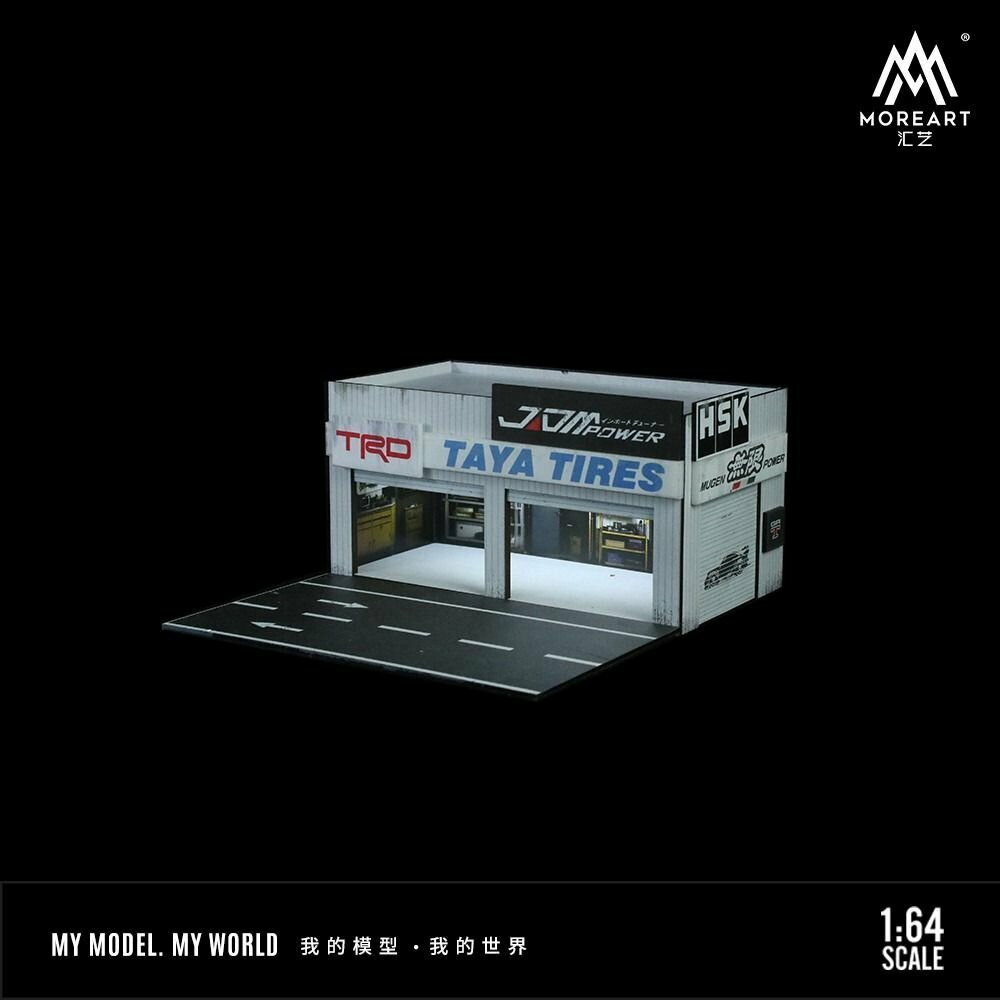 МореАрт (MoreArt) Диорама парковки в масштабе 1:64, Диорама ремонтного цеха и платформы из сталевого каркаса для демонстрации, коллекционирования и в качестве подарка.