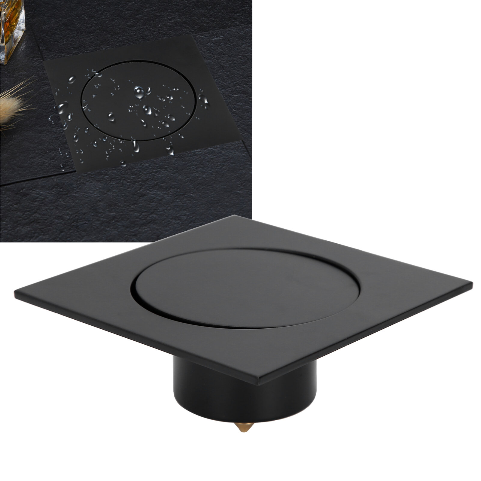 Фильтр для слива в пол всплывающего типа для ванной комнаты, душа, туалета, быстрый слив, квадратный, устойчивый к переливам и запахам (черный)