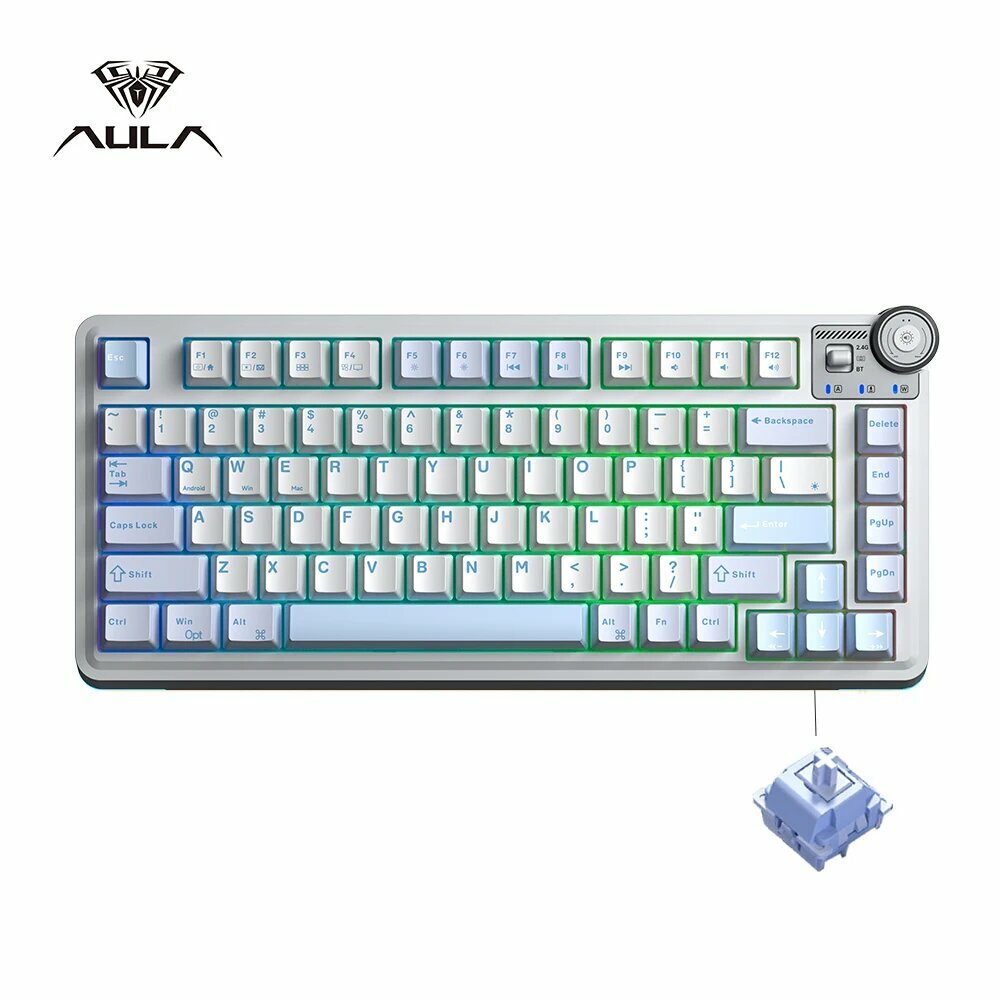 Механическая клавиатура AULA AU75 Sea salt blue 81 клавиш