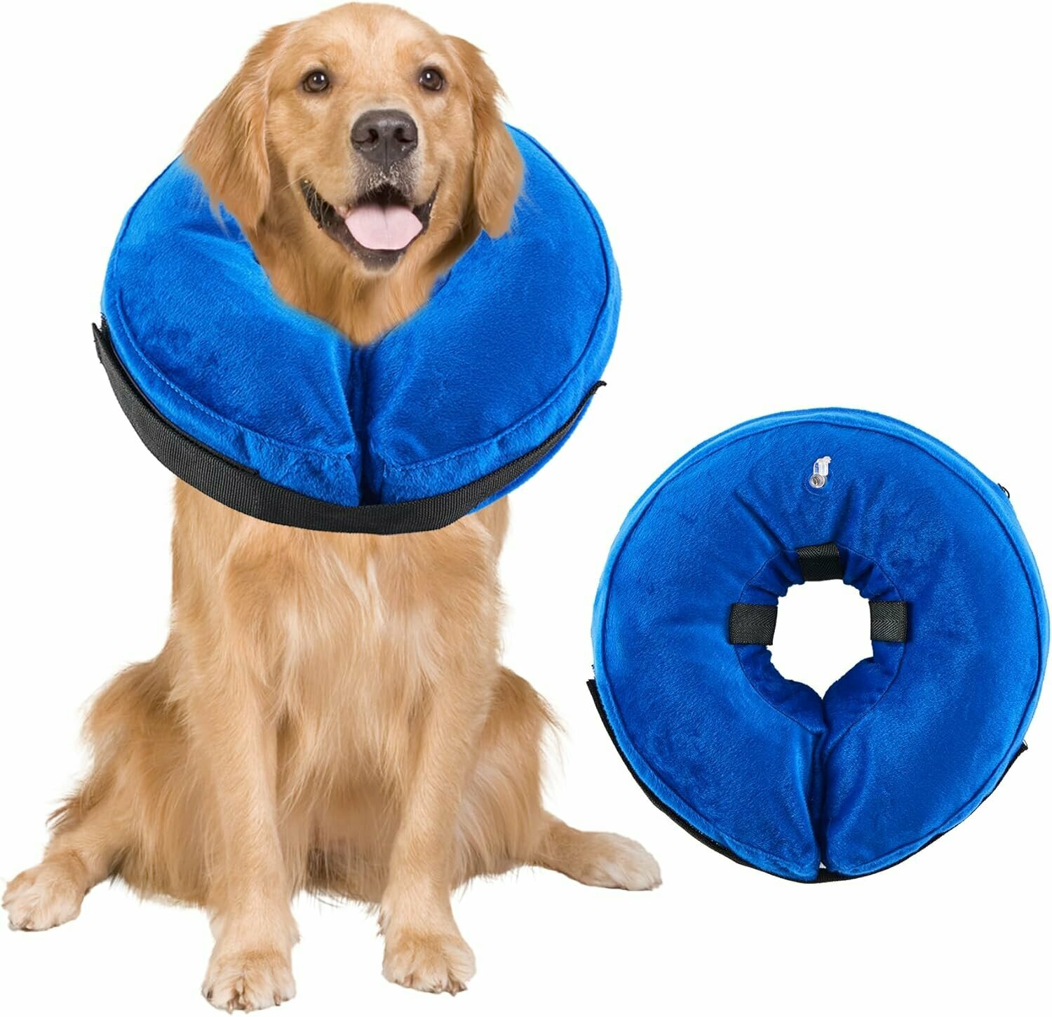 Dog Cone Collar, Inflatable Dog Cone Soft Protective Pet Recovery Collar After Surgery for Dogs and CatsGrey L (15-19")