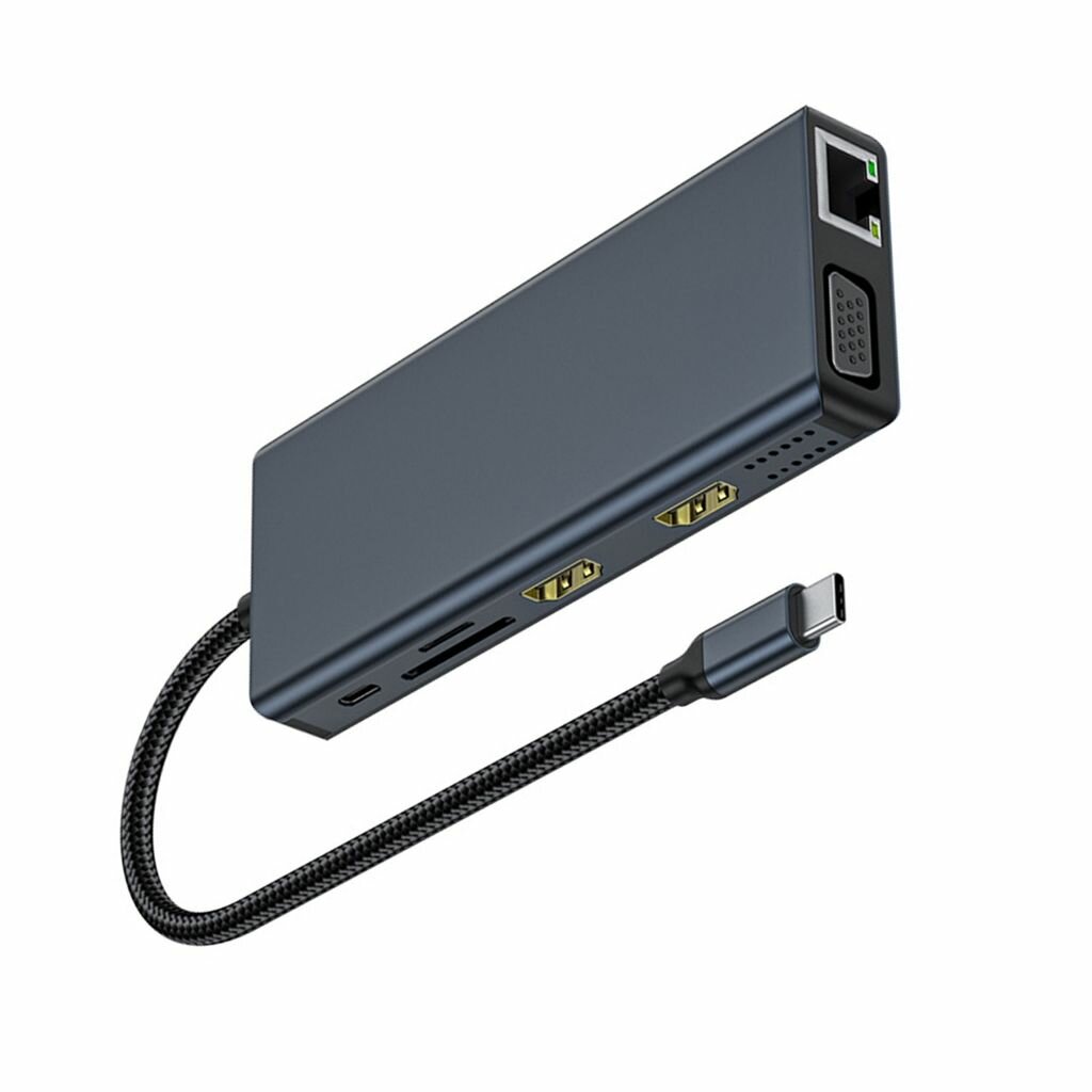 Ноутбук 12-в-1 поддерживает двухэкранную док-станцию с разнородным дисплеем typec docking station-серая