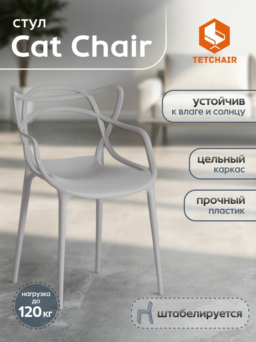 Стул для кухни со спинкой Tetchair Cat Chair, пластик, 1 шт, темно-серый